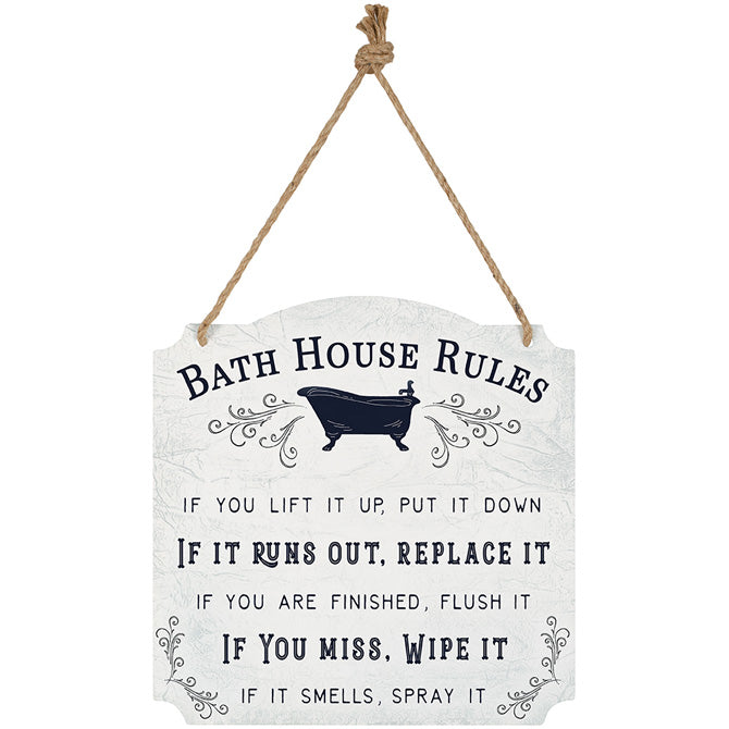 Carson_ 'Bath House Rules' Metal Sign – Prairie Blossom Nursery